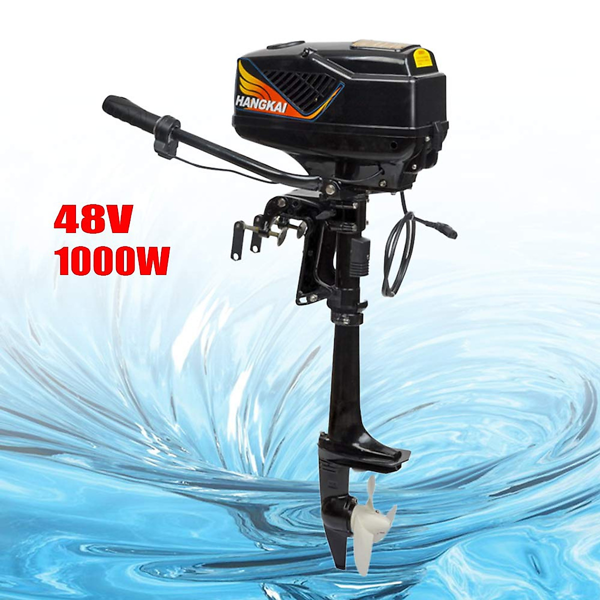 Electric Trolling Motor With 48V 1000W Thrust, Boat Fishing Motor w/Three-blade Propeller, Main Shaft Length & Angle Be Adjusted To Suit 2 Variable Speed Lower Noise For Kayak, Inflatable Fishing Boat