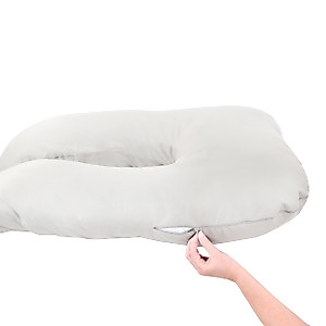 Acorn Baby Full Body Pillow - Light Gray 55 x 31in Firm Curved Body Pillow with Jersey Cover for Belly and Back Support