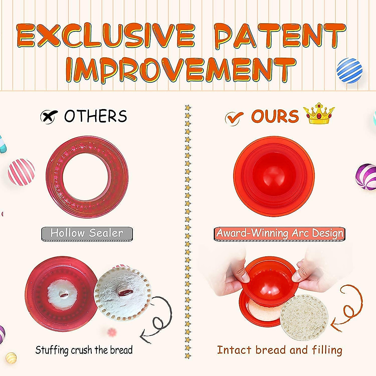 Sandwich Cutter and Sealer, 10 PCS Decruster Sandwich Maker for Kids, Bread Sandwich Decruster Pancake Maker DIY Cookie Cutter for Boys and Girls Lunch Lunchbox and Bento Box(Red & Yellow)