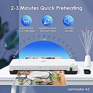 Laminator Machine 13Inch Laminating Machine - A3 Lamination Machine with 30 Laminating Pouches, Cold and Thermal Laminator Kit with Paper Cutter and Corner Rounder for Office Home School Use