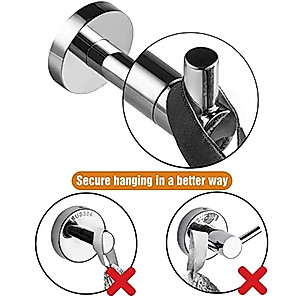 HITSLAM Chrome Towel Hooks for Bathroom Wall Mounted, Polished Chrome Wall Mount Hooks Heavy Duty Premium SUS 304 Stainless Steel Rustproof 2 Pack