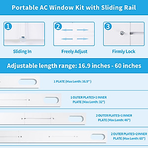 DELAM Portable Air Conditioner Window Kit with Coupler Adjustable Window Seal for AC Unit, Sliding AC Vent Kit for Exhaust Hose (5.1 Inch)