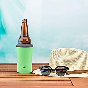 Zak Designs Durable 18/8 Stainless Steel with Vacuum Insulated Can and Bottle Cooler, Great for Cold Drinks Stay Cold in Pool and Party (12oz, Pistachio, BPA Free)
