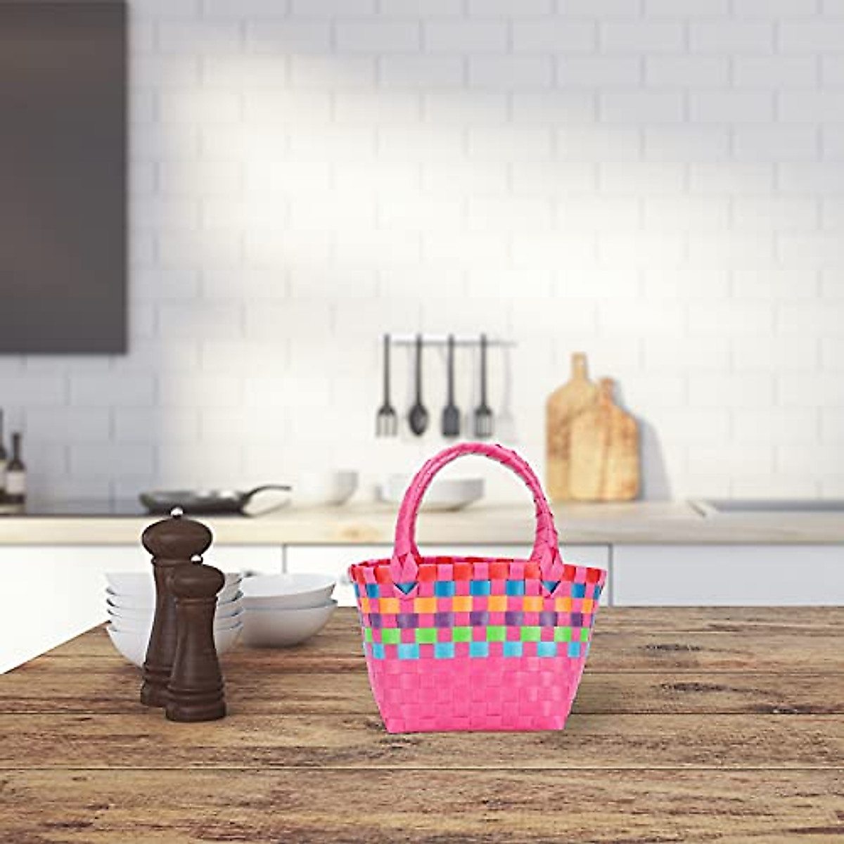 Cabilock Wicker Storage Basket Hand Woven Storage plastic shopping bag plastic baskets containers women beach bag Basket Beach Woven Baskets