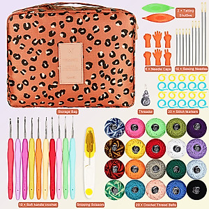 Coopay Crochet Kit Beginners Lace Crochet Hook Set with 20 Color Crochet Thread, 71PCS Crochet Set with Tiny Crochet Hooks Ergonomic Soft Grip, Travel Crochet Hook Case Full Knitting Crochet Supplies
