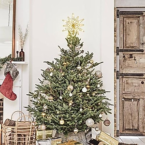 YEAHOME Christmas Tree Topper, Lighted Hollow 12-Point Star Tree Topper, Wire Star for Christmas Treetop with 30 LED Lights Xmas Tree Topper for Christmas Tree Ornament Decoration, Gold Glittered