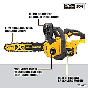 DEWALT 20V MAX* XR Chainsaw, 12-Inch, Tool Only (DCCS620B)