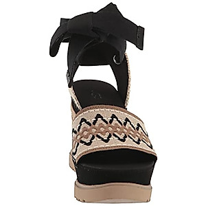 UGG Women's Abbot Ankle WRAP Wedge Sandal, Black, 8