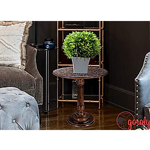 Coffee Table Wooden With Single Pillar, Wooden End Table, Small Table, Night Stand, Desk Side Table, Bedside Table, Entry Table, Living Room Side Table for Magazines, Books & Plants-18x22 Inch Burnt