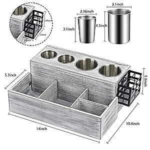 TRSPCWR Hair Tool Organizer, Wooden Hair Dryer Holder and Bathroom Countertop Blow Dryer Holder, Vanity Caddy Storage Stand for Accessories, Makeup, Toiletries