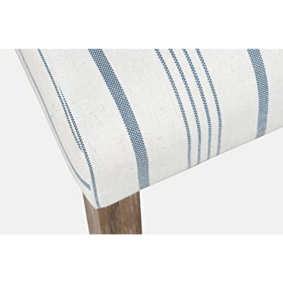 Jofran Eastern Tides Upholstered Parsons Dining Chair, Off-White with Blue Stripes