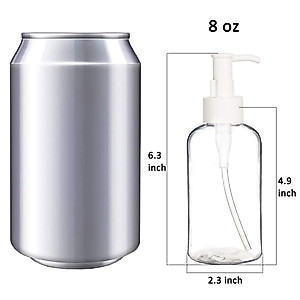 Youngever 6 Pack Plastic Pump Bottles 8 Ounce, Refillable Plastic Pump Bottles with Travel Lock (Clear)