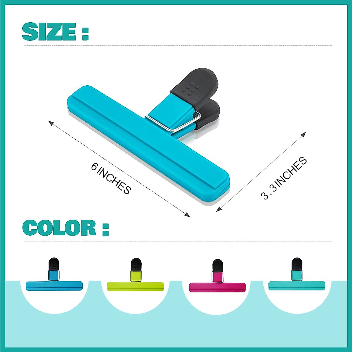 MINERGUY 8 Pack Chip Clips, Large Food Clips, and Bag Clips for Food Storage Keep Food Fresh and Airtight