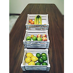 Admired By Nature Rustic White Set of 3 Distressed Decorative Wood Crates Storage Container