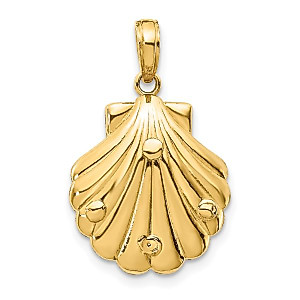 IceCarats 14K Yellow Gold Seahorse Shell Necklace Charm Pendant Only