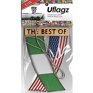 NIGERIA AND USA NIGERIAN AMERICAN WEST AFRICAN REARVIEW MIRROR MINI BANNER HANGING FLAGS FOR THE CAR UNITY FLAGZ™..
