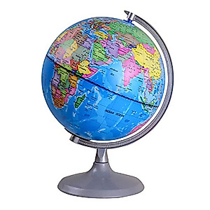 woodlev 8 inch Illuminated Globe, Stand-Educational Geographic Globe, Built in LED Night Light with World Locations and Constellation View