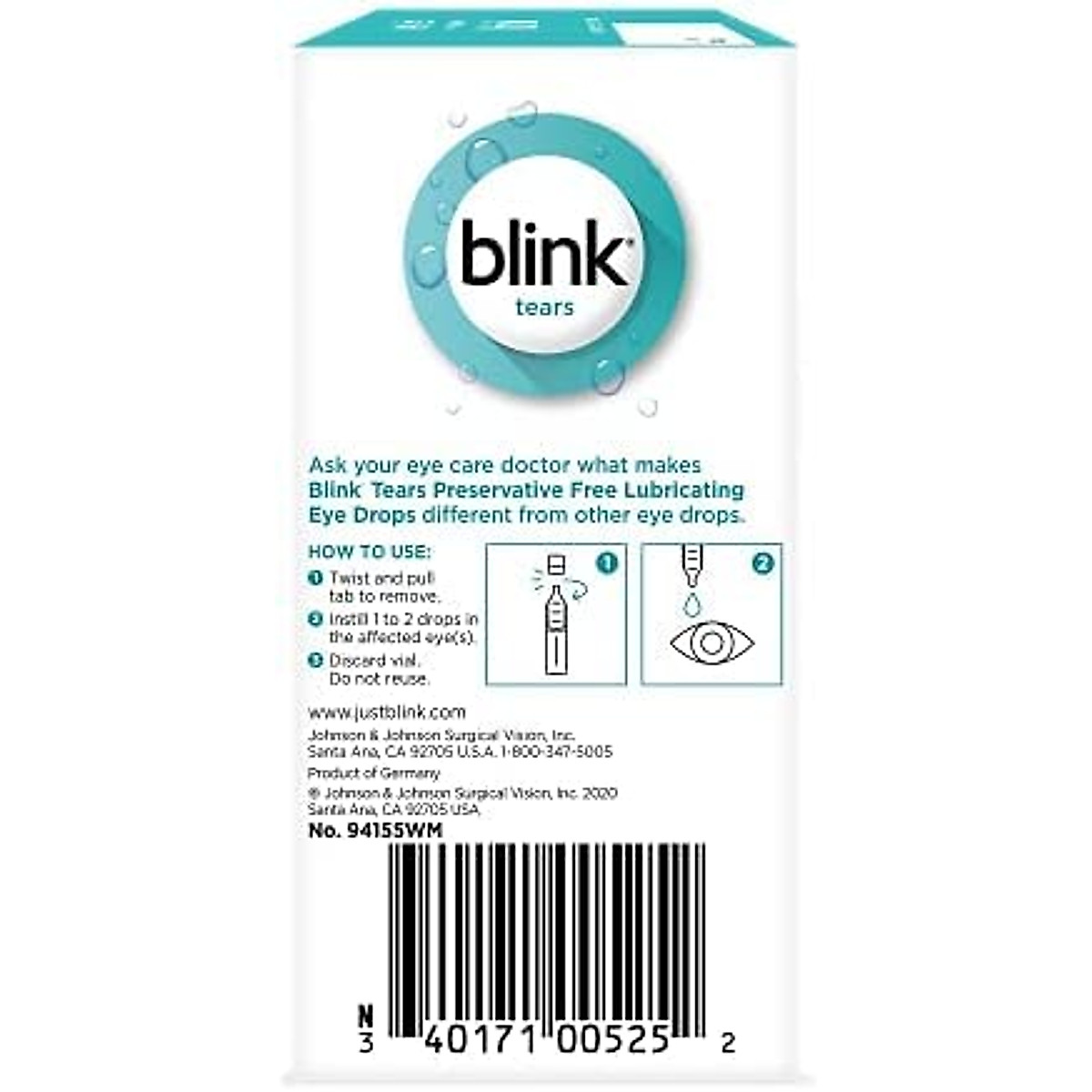 blink Tears Lubricating Eye Drops Mild-Moderate Dry Eye 25 Each,0.01 Fl Oz (Pack of 25)