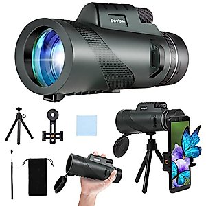 Sovipal 80x100 Monocular Telescope for Outdoorsy Adults - High Definition, Compact, Tripod-Ready with Smartphone Adapter, Spotting Scope Ideal for Bird Watching and Hiking in Low Light Conditions