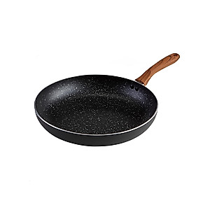 IMUSA USA Woodlook 8" Black Stone Fry Pan Handle and Speckled Nonstick Interior, 8"