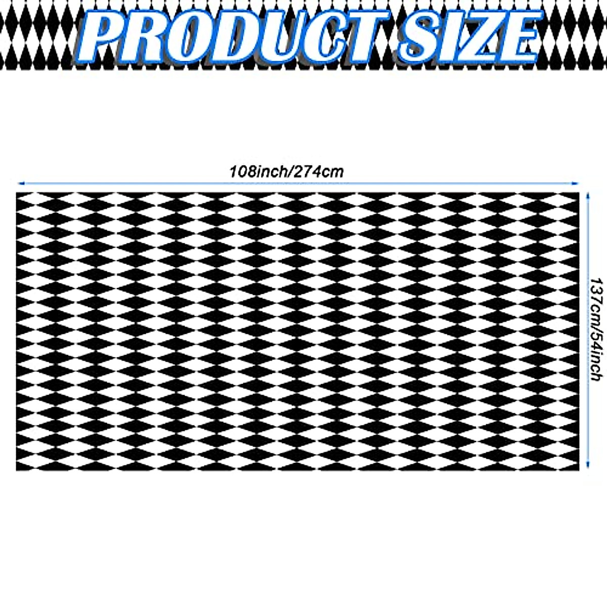 3 Pieces Black and White Checkered Tablecloths Plastic Gingham Table Cover for Wonderland Party Tea Party Supplies Camping Picnic Wedding Birthday Halloween Party Decorations, 54 x 108 Inch
