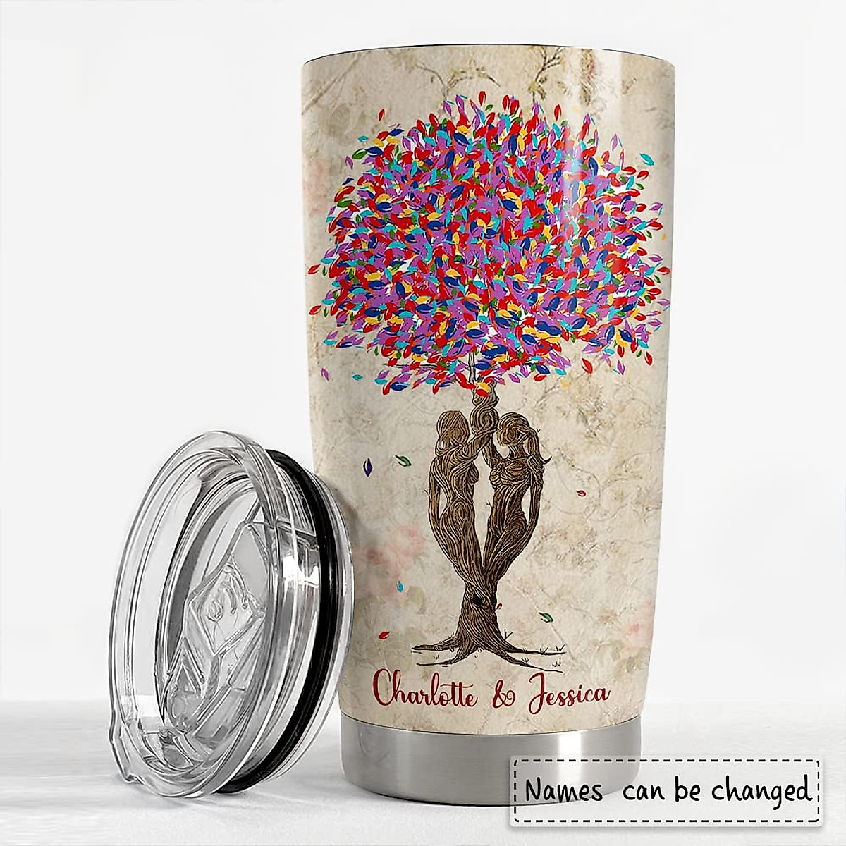 SANDJEST Personalized Best Friend Tumbler Bestie Tree 20oz 30oz Tumblers with Lid Gift for Women Girl Best Friends Besties Soul Sisters Christmas Birthday