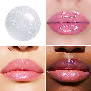 evpct 2Pcs Clear Blue Holographic Glitter Shimmer Plumping Lip Gloss Glosses Set Kit Clear Pack,Hydrating Moisturizing Glossy Shiny Glimmer Golw Water Transparent Lipstick Lip Gloss Care 5g/0.176oz