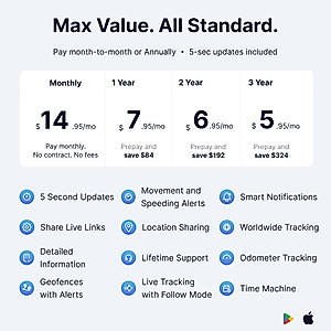 Spytec Anti-Theft Plug-in Car GPS Tracker, Real-Time 5 Second Updates, Ignition On/Off Alerts, Vehicle Movements, Personal & Work Car Monitoring | Unlimited US & Worldwide Tracking App - Low Cost Plan