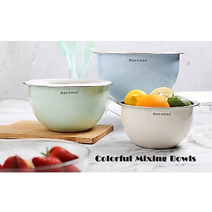 Rorence Stainless Steel Mixing Bowls with Lids: Stackable Colorful Mixing Bowls for Kitchen – Set of 3 include 1.5 Qt, 3 Qt, 5 Qt