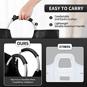 Large Laundry Baskets with Handles Easy Carry Laundry Hamper Waterproof Collapsible Laundry Bags for Kids Bedroom, College Dorms, Bathroom Storage and Laundry Room Service, 120L, Black, Riffty