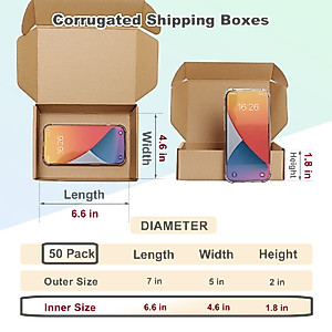 MEBRUDY 7x5x2 Inches Shipping Boxes Pack of 50, Small Corrugated Cardboard Box for Mailing Packing Literature Mailer