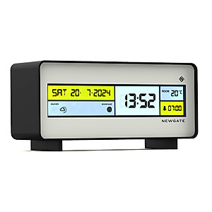 NEWGATE® Futurama Modern LCD Alarm Clock - Bedside Clock - Desk Clock - Digital Clock - Digital Alarm Clock - Bedroom Accessories - LCD Display - Office Clock - 12/24hr Display - White
