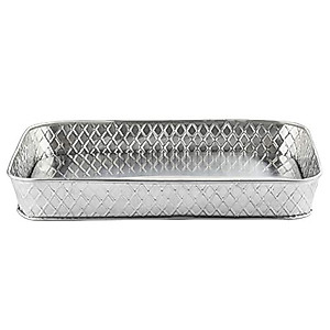 Tablecraft Lattice Collection 12 x 9 x 1.5" Rectangular Platter, Stainless Steel