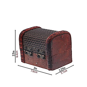 SandT Collection 3 Inch Wooden Keepsake Treasure Chest Trinket Box - Basketweave
