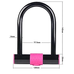 MGUOTP Cycling U-Locks Bicycle Lock Cycling Lock Cable Lock Aluminum Lock U-Lock Lock for Bike, Black, One Size (Color : Black, Size : One Size)