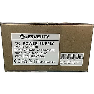 Jesverty Universal Compact Bench Power Supply - 30 Amp Regulated Home Lab Benchtop AC-to-DC Converter for CB/HAM/Amateur Radio with 13.8V Fixed OutputScrew-Type Terminals, Cooling Fan - SPS-1330