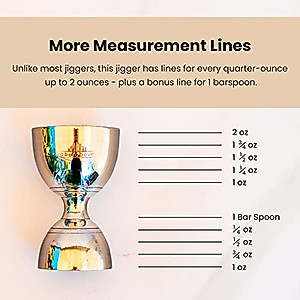 A Bar Above Premium Bell Jigger with 10 Measurements Inside - Professional & Heavy-Duty 304 Stainless Steel Cocktail Double Jigger for Bartending - Bar Tools For Measuring Cocktail Shots 1oz / 2oz