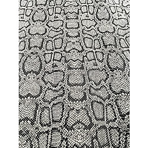 FABRICS FOREVER - Faux Leather Anaconda Snake Skin Black White Upholstery Fabric by The Yard - 54’’ Wide | Black White Snake Skin Vinyl Fabric Material Faux Leather Sheets for DIY, Upholstery Crafts