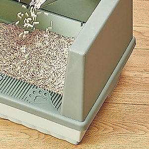 Prevent Semi Enclosed Litter Box with High Side Heightening Anti-Splashing Cat Toilet with Litter Sifting Scoop, Prevent Sand Leakage Deodorizing Cat Pan Easy to Clean and Assemble