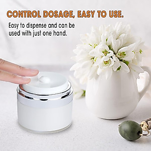 Airless Pump Jar, Airless Pump Bottles 2 Pack, Drunk Elephant Container, Moisturizer Pump Lotion Dispenser, Creams, Serums and Makeup, Travel Containers Push Down Pump Dispenser 1.7 OZ