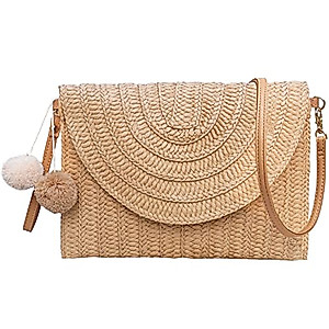 Dailyacc Straw Shoulder Bag For Women Woven Purse Summer Beach Envelope Clutch Straws Wallet