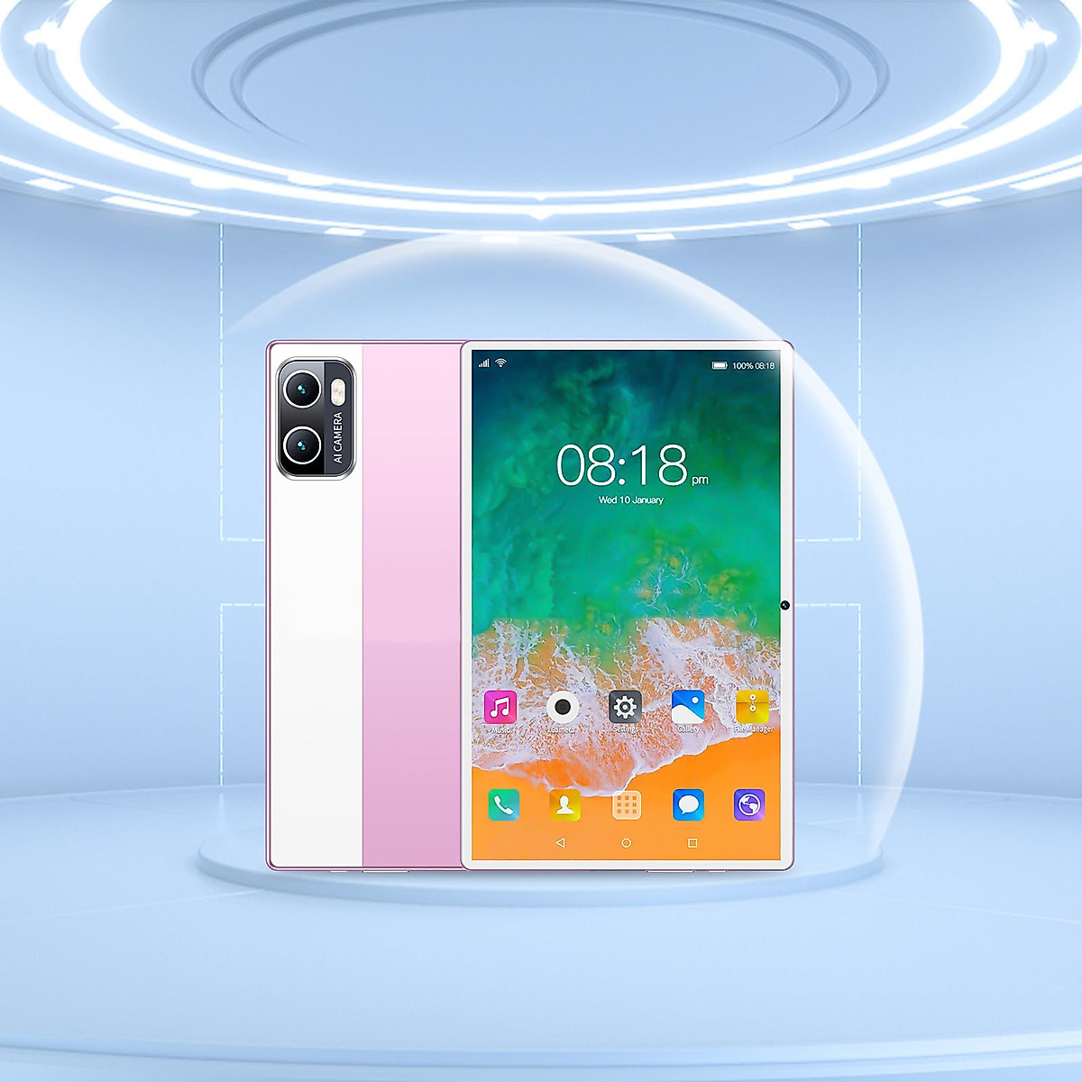 High Configuration 2+16g All-Netcom 10.1-Inch Android Tablet Computer Upgrade 10 Core IPS High-Definition Ultra-Thin WiFi Bluetooth Voice Call Game Office Tablet (Rose Gold)