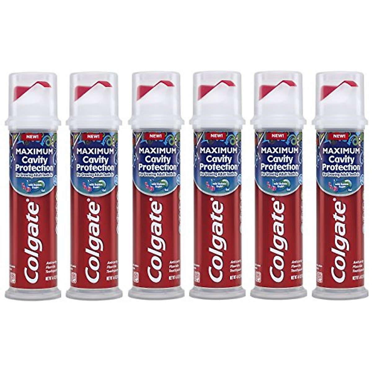 Colgate Kids Toothpaste Pump with Fluoride, Anticavity & Cavity Protection Toothpaste, For Ages 6+, Mild Bubble Fruit Flavor, 4.4 Ounce, 6 Pack