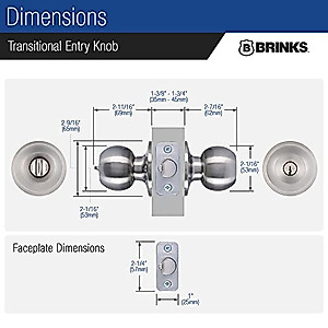 BRINKS – Transitional Keyed Entry Ball Door Knob, Satin Nickel - Designed for Traditional and Transitional Homes and Blends Seamlessly with Interior Décor (E2415-119)