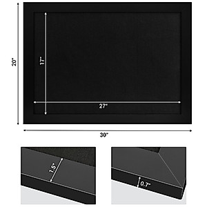 Board2by Black Cork Board Bulletin Board with Linen, Wood Framed 30" x 20" Corkboard, Office Board for Wall Decor, Wall Mounted Pin Board Picture Board with 20 Pushpins for School, Home & Office