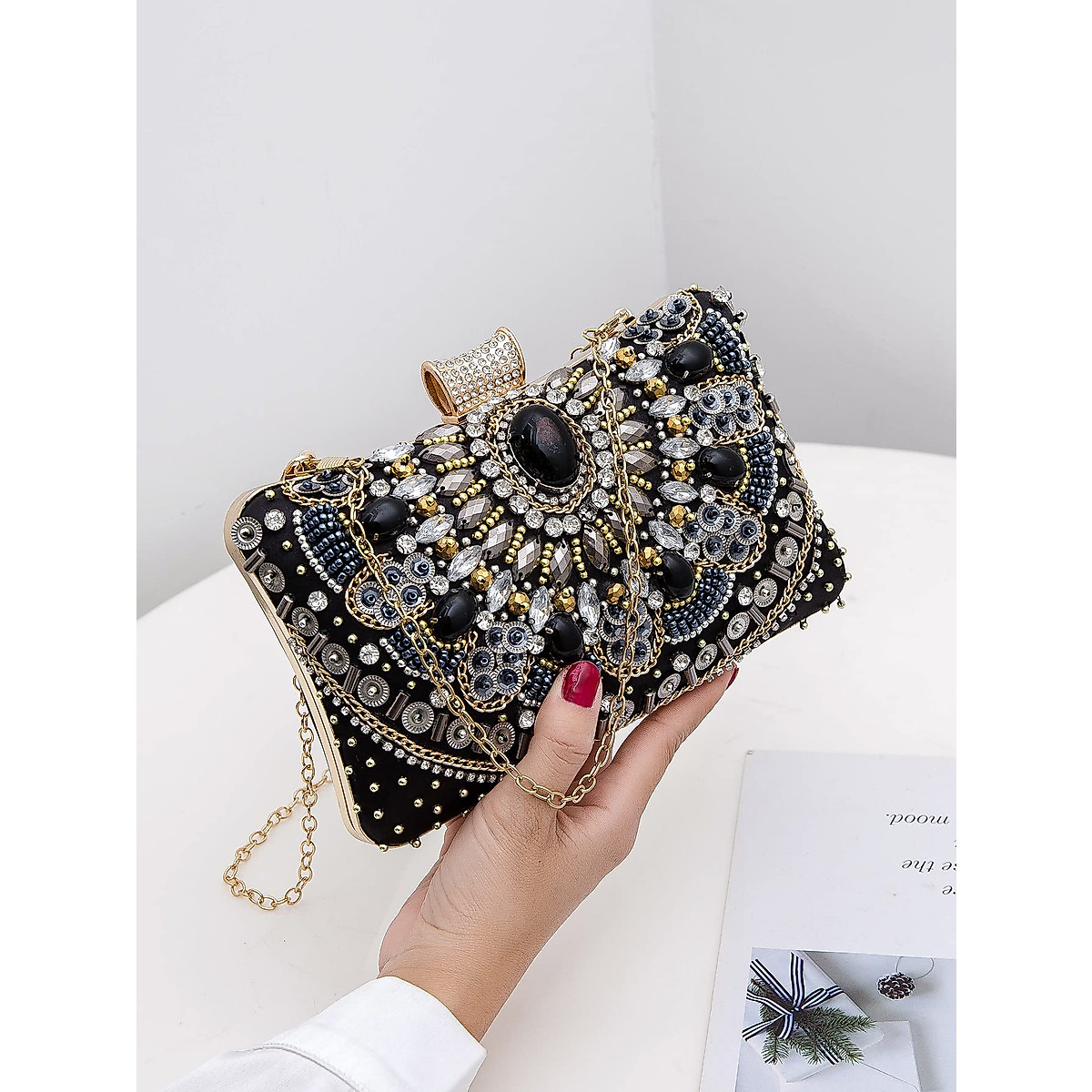 LETODE clutch purse for women with Noble Beaded Sequin Bag evening handbag