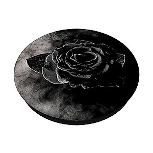 Beautiful Black Rose Flower Grayish-White Smoke Art PopSockets Swappable PopGrip