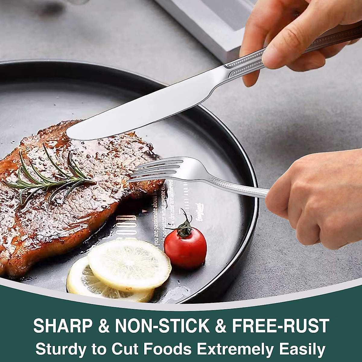 40 Pieces Silverware Set, Pearled Edge Silverware Cutlery Set Service for 8, Premium Stainless Steel Flatware Set, Knife Fork Spoon Tableware Set for Home, Restaurant, hotel, Dishwasher Safe