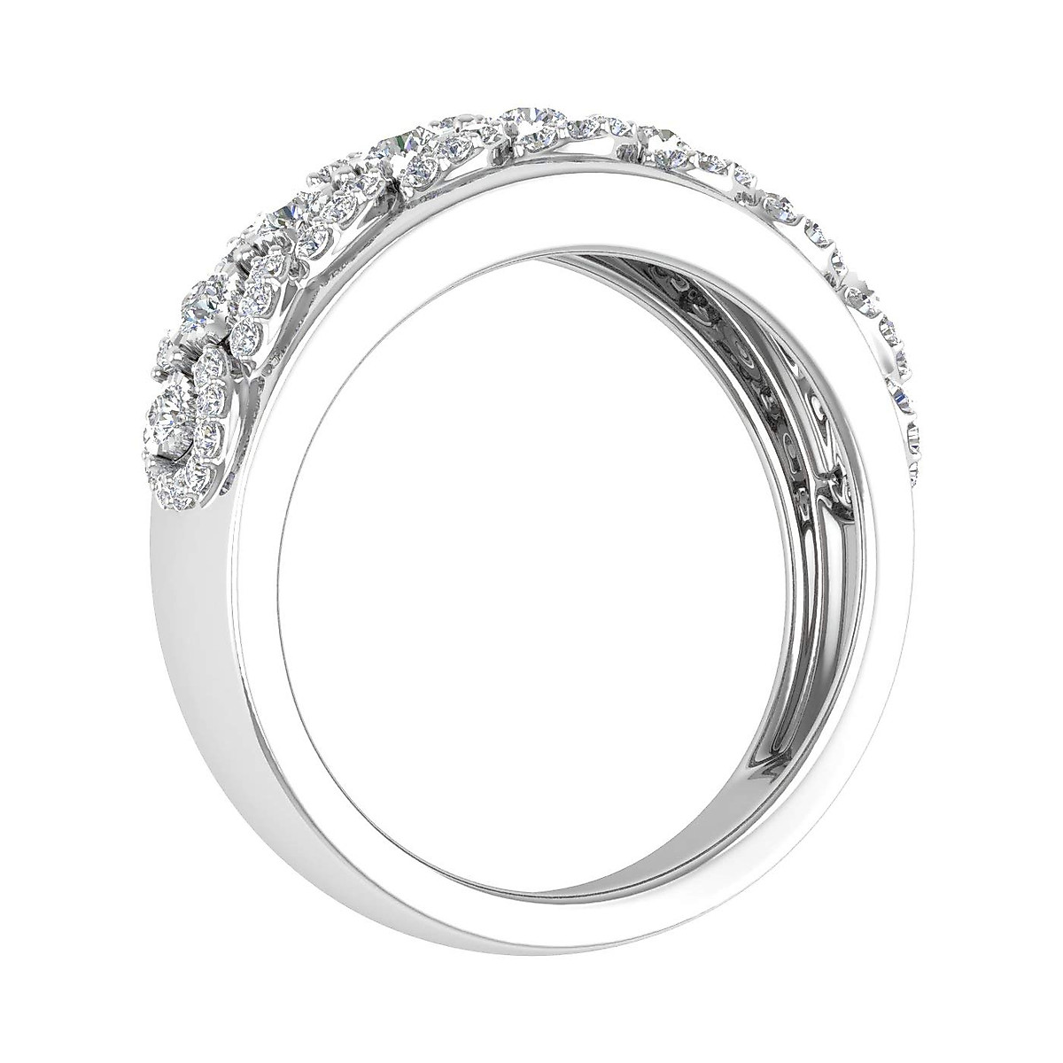 FINEROCK 1/2 Carat Diamond Wedding Band Ring in 925 Sterling Silver (Ring Size 7)