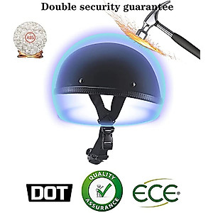 Beanie Motorcycle Half Helmet, DOT Certification Adult Skull Cap Retro Open-Face Motorbike Helmet, Lightweight Cool German Style Helmet, for Men and Women Chopper Moped Scooter Vespa (C,L)